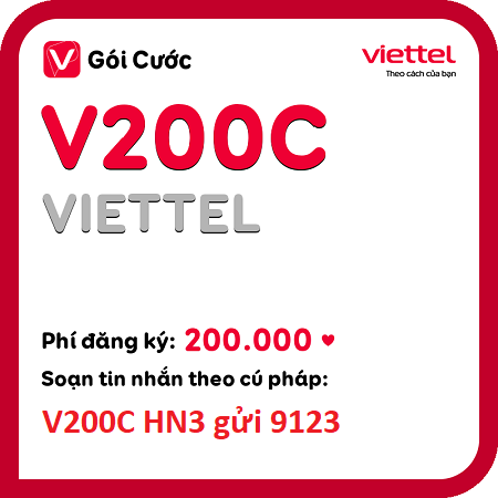 Ưu đãi đặc biệt với gói cước V200C Viettel cước phí 200.000đ
